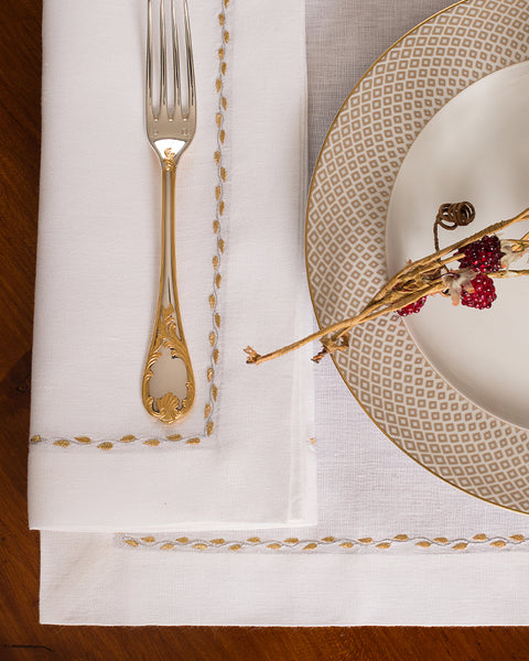 Hand embroidered silver and gold table linen by Gayle Warwick - Gayle ...